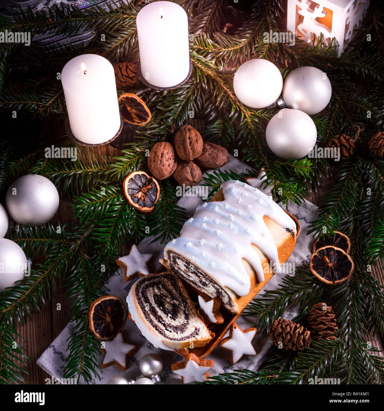 christmas poppy seed cake Stock Photo - Alamy