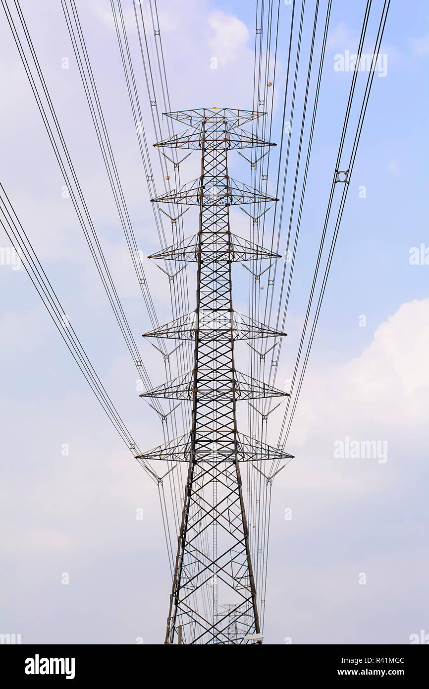 High-voltage electricity cables Stock Photo - Alamy