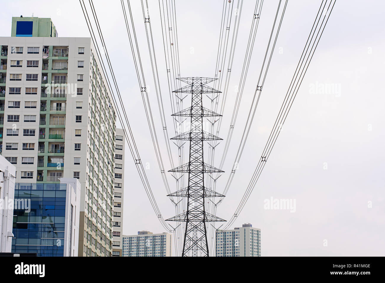 High-voltage electricity cables Stock Photo - Alamy