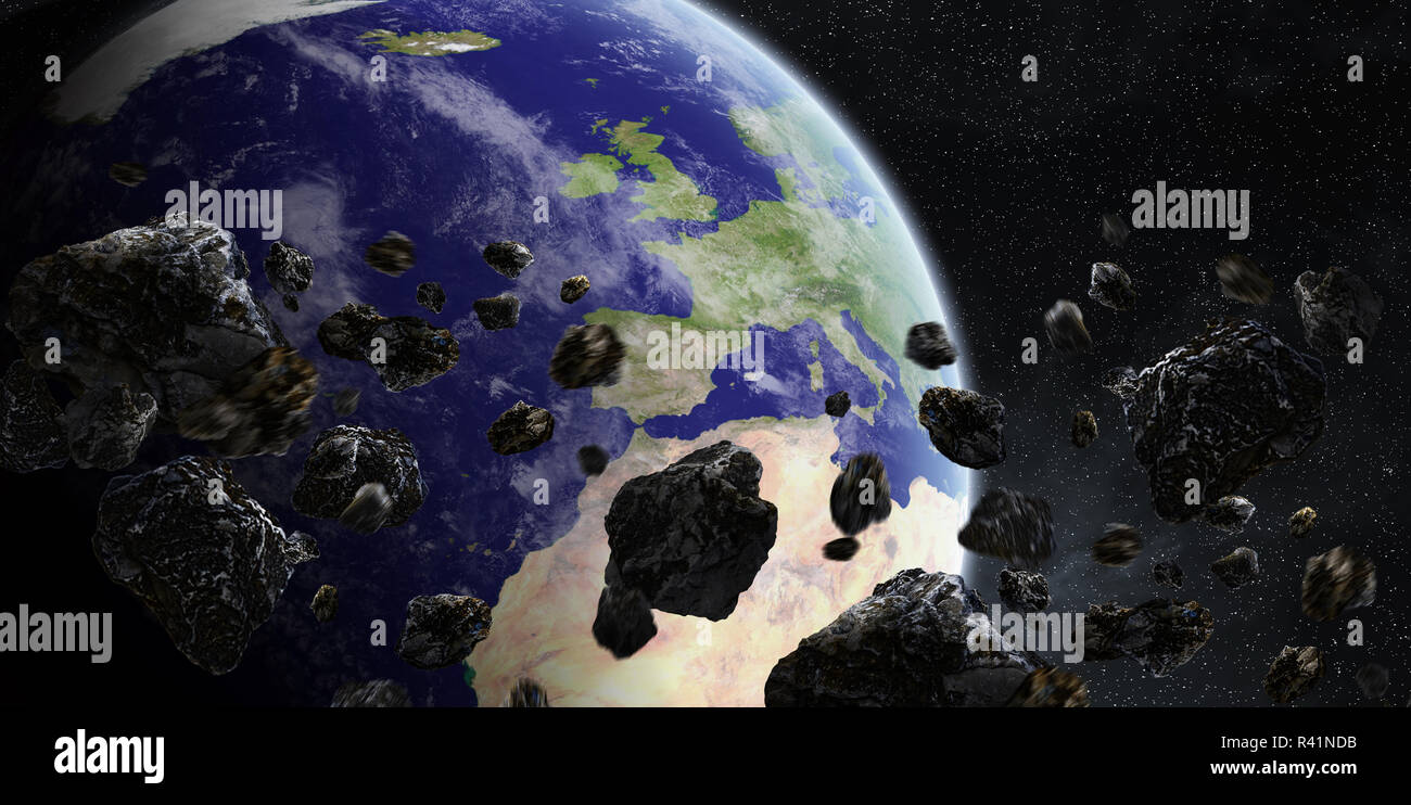 Meteorite impact on planet Earth in space Stock Photo - Alamy