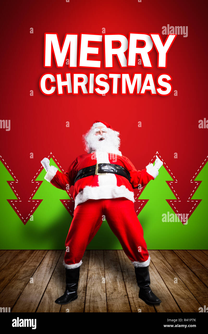 Happy Santa Claus with Merry Christmas message Stock Photo - Alamy