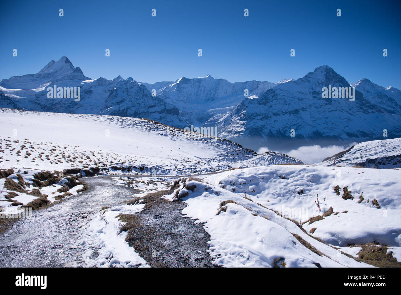 first mountain grindelwald switzerland Stock Photo - Alamy