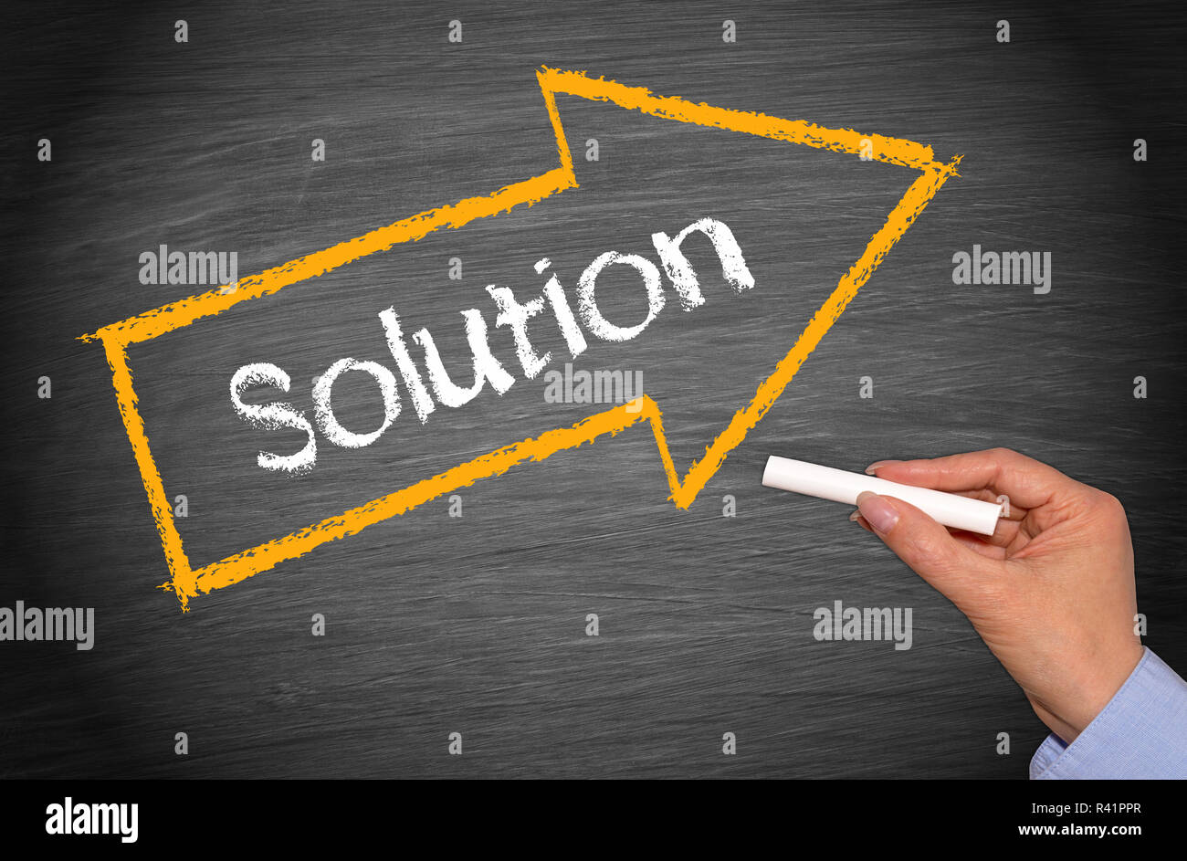 Solution - Arrow with text Stock Photo - Alamy