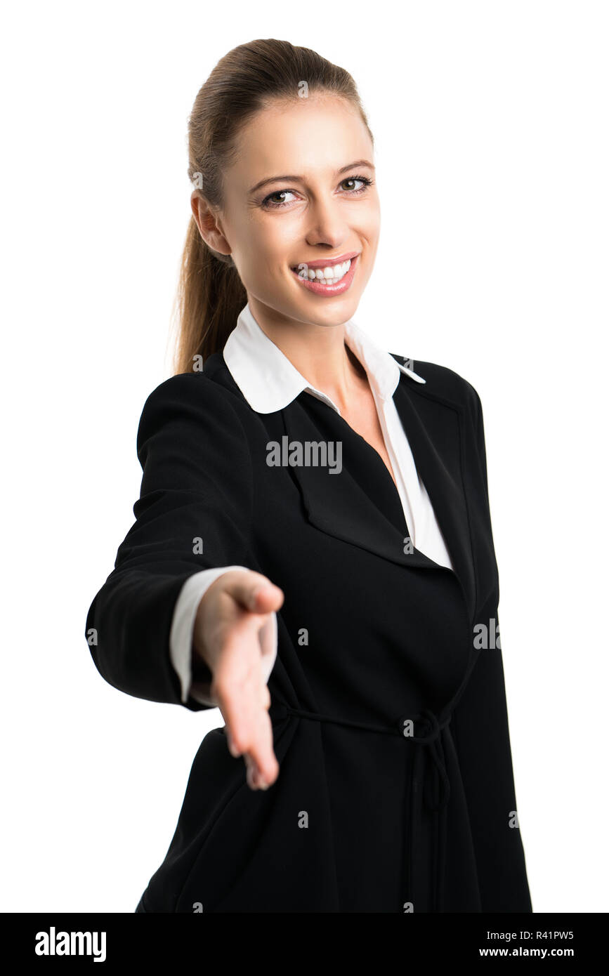 attractive businesswoman ready to shake hands Stock Photo - Alamy