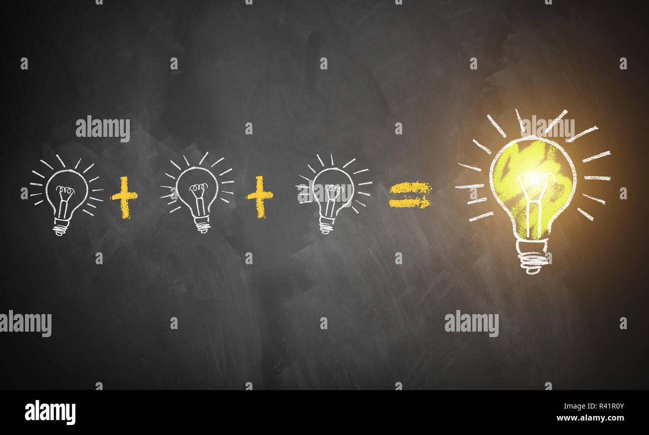 many small ideas leading to the big picture symbolized by lightbulbs ...