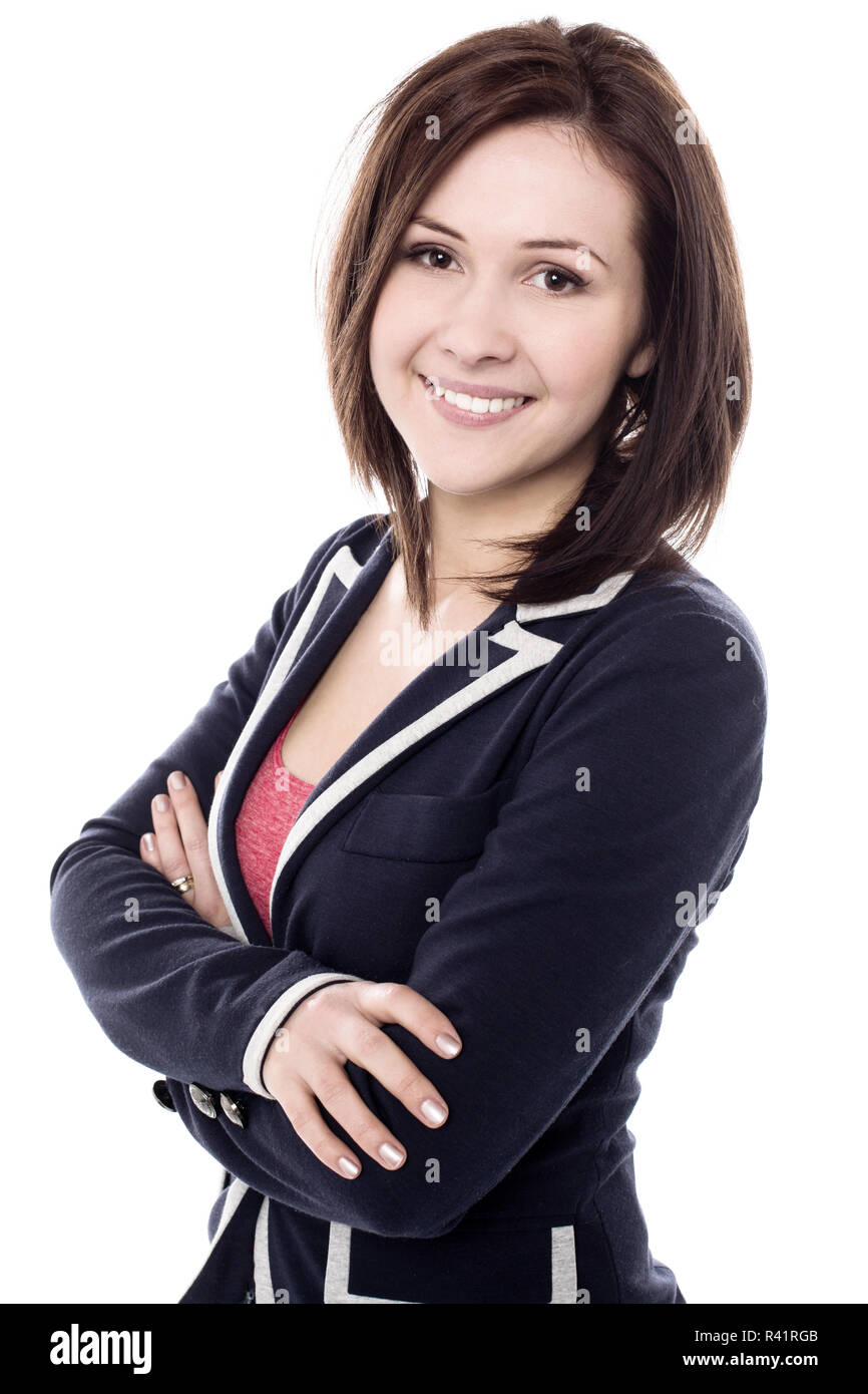 Stylish lady posing with arms crossed Stock Photo - Alamy