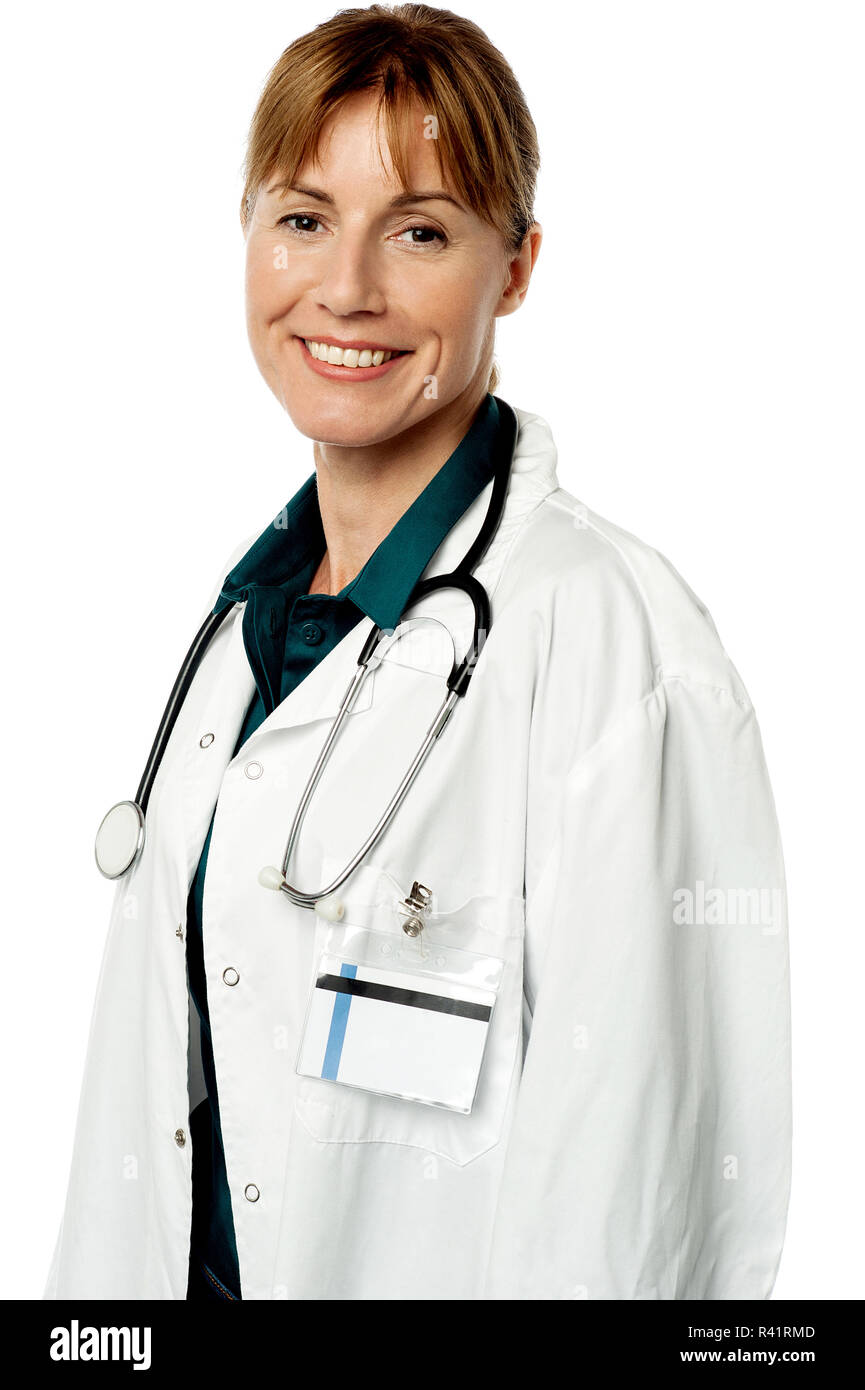 Smiling female doctor at work Stock Photo - Alamy
