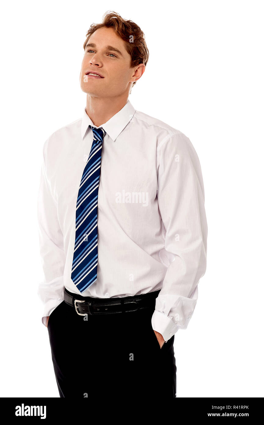 Concerned male manager posing Stock Photo - Alamy