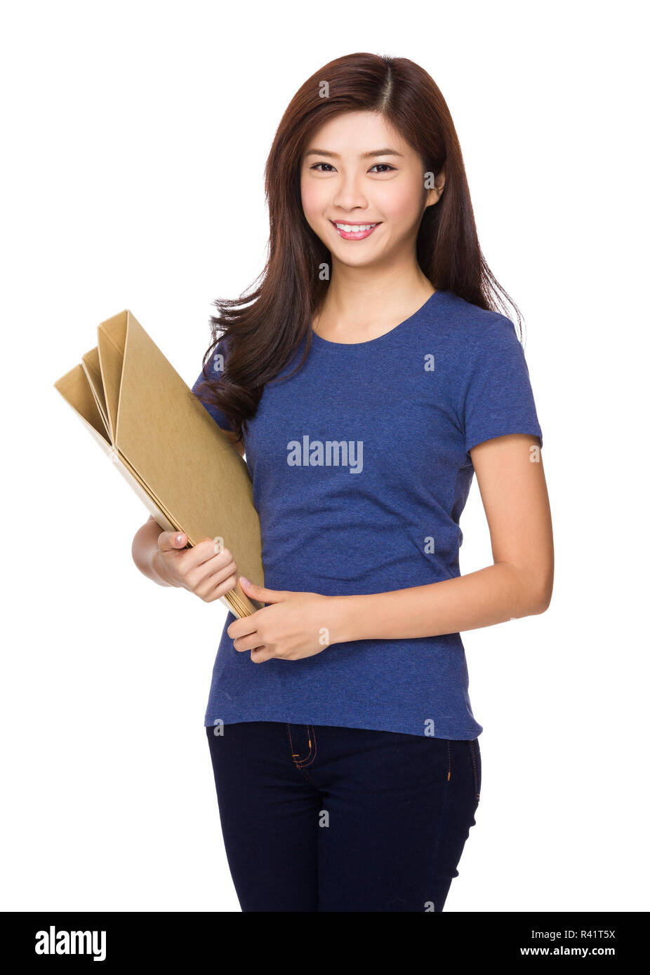 Asian woman hand holding with file folder Stock Photo - Alamy