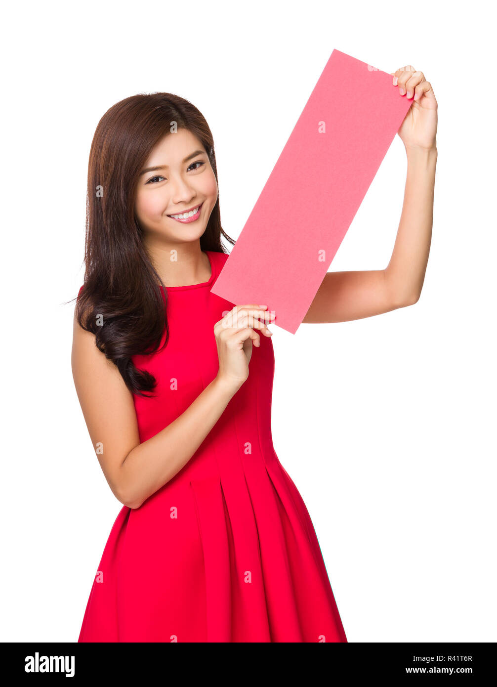 Chinese girl hold with empty calligraphy Stock Photo - Alamy