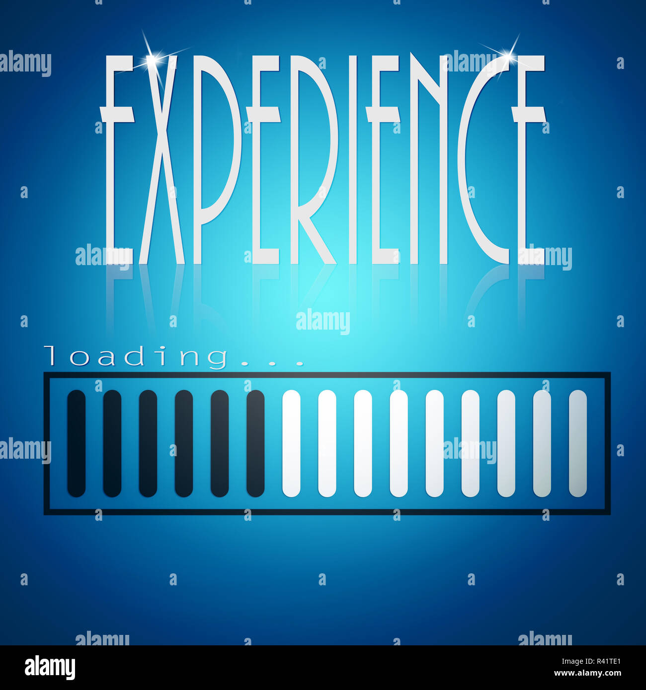 Blue loading bar with experience word Stock Photo - Alamy