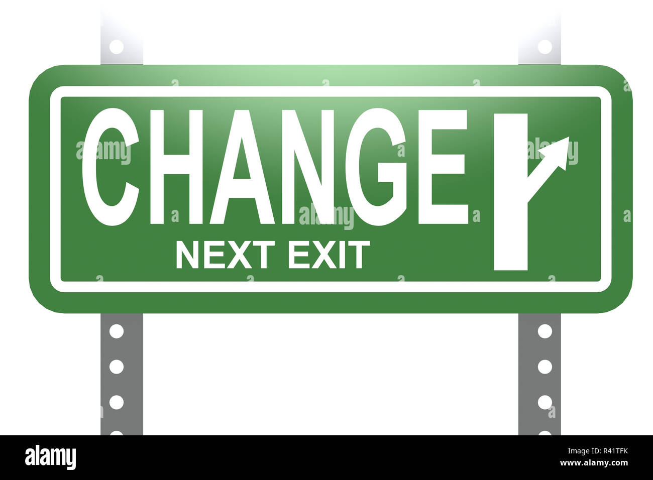 Change green sign board isolated Stock Photo - Alamy