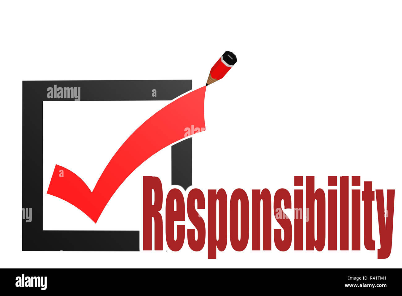 Check mark with responsibility word Stock Photo - Alamy