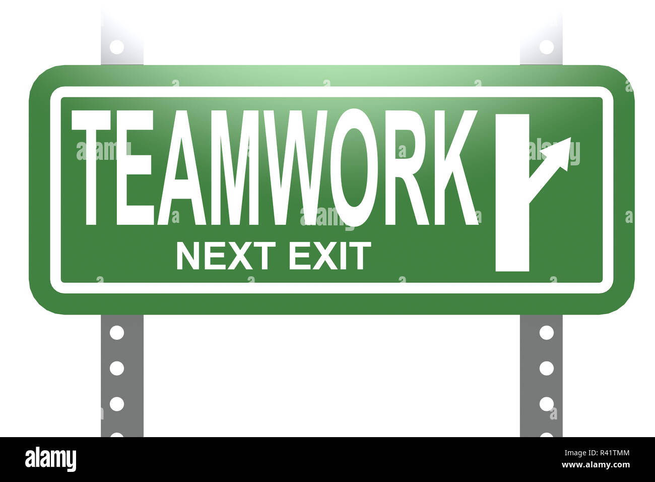 Teamwork green sign board isolated Stock Photo - Alamy