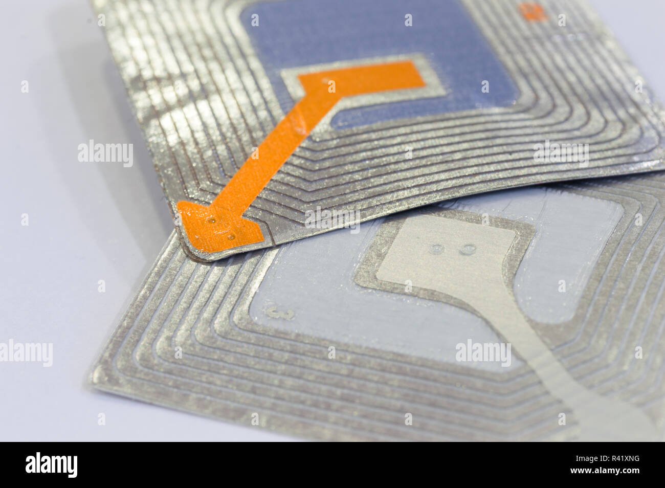 Close up of several RFID tags used for tracking and identification ...