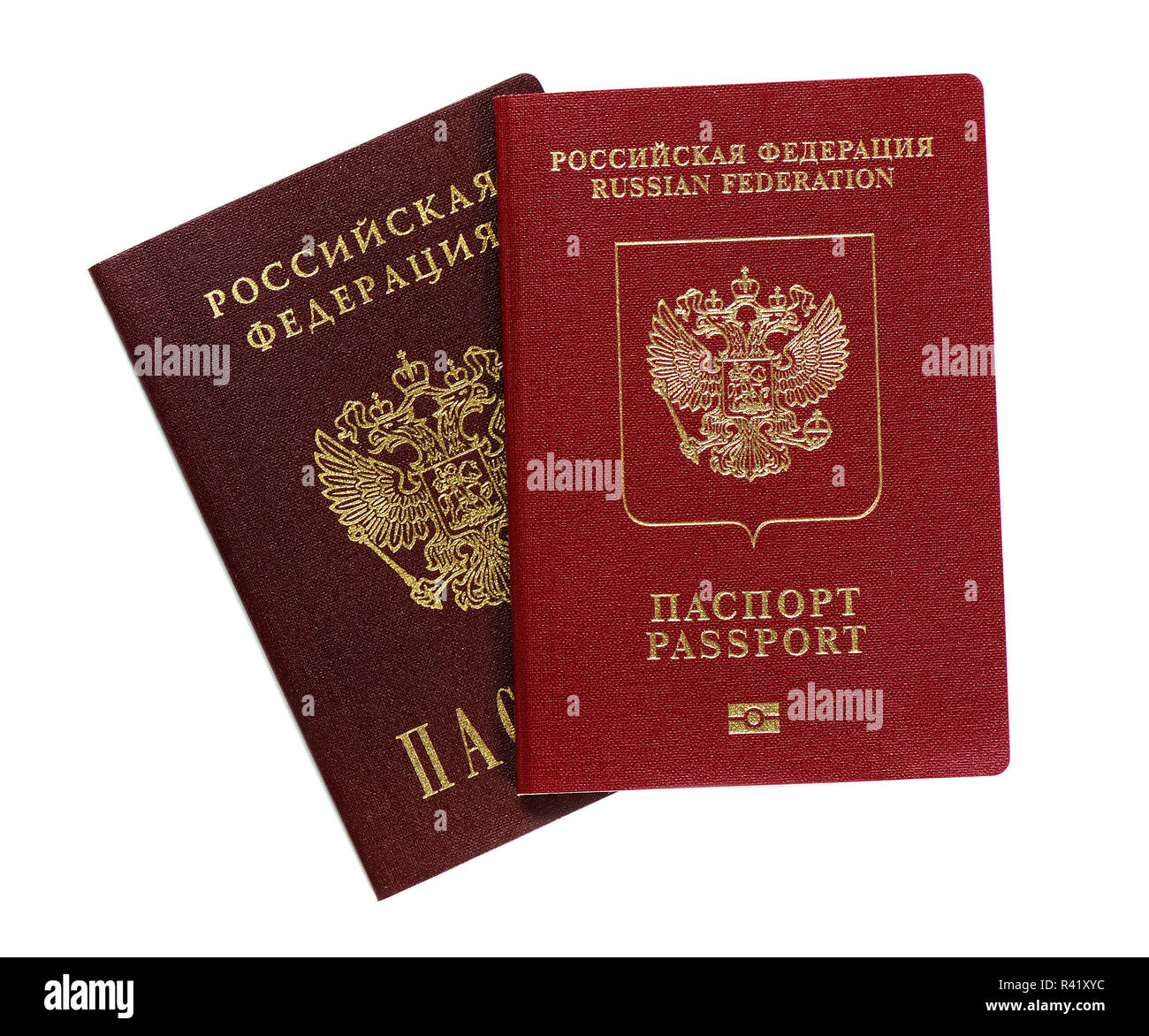 Russian passports on a white background Stock Photo - Alamy