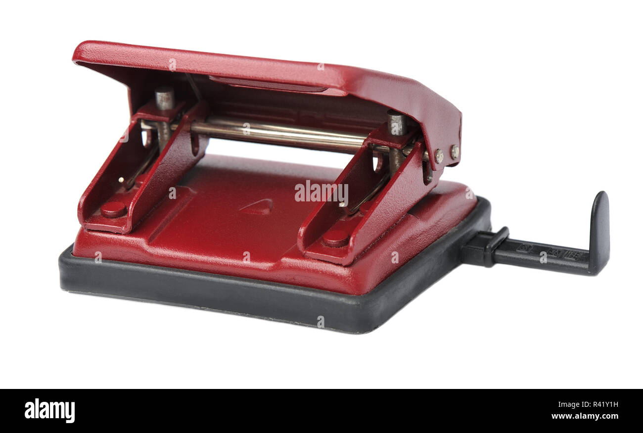 Office paper hole puncher on a white background Stock Photo - Alamy