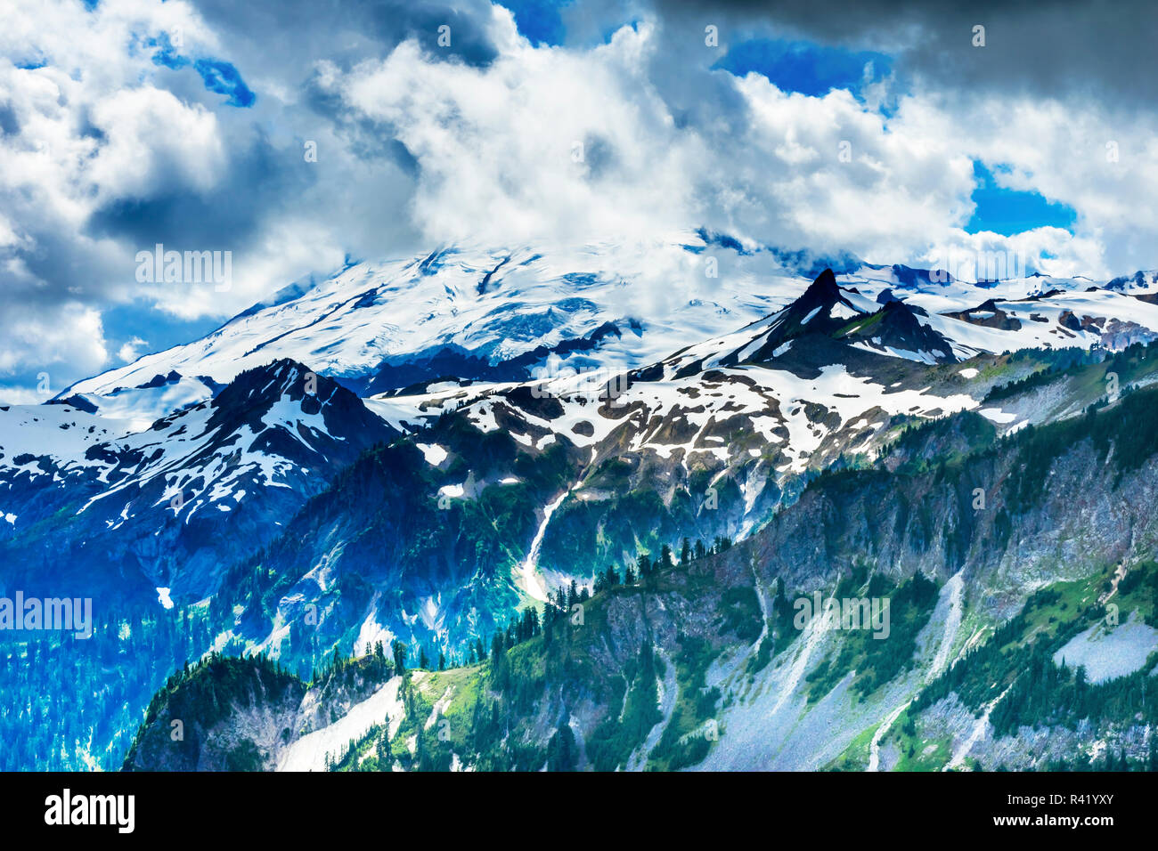Mount Baker, Mountain through clouds. Artist Point, Mount Baker ...