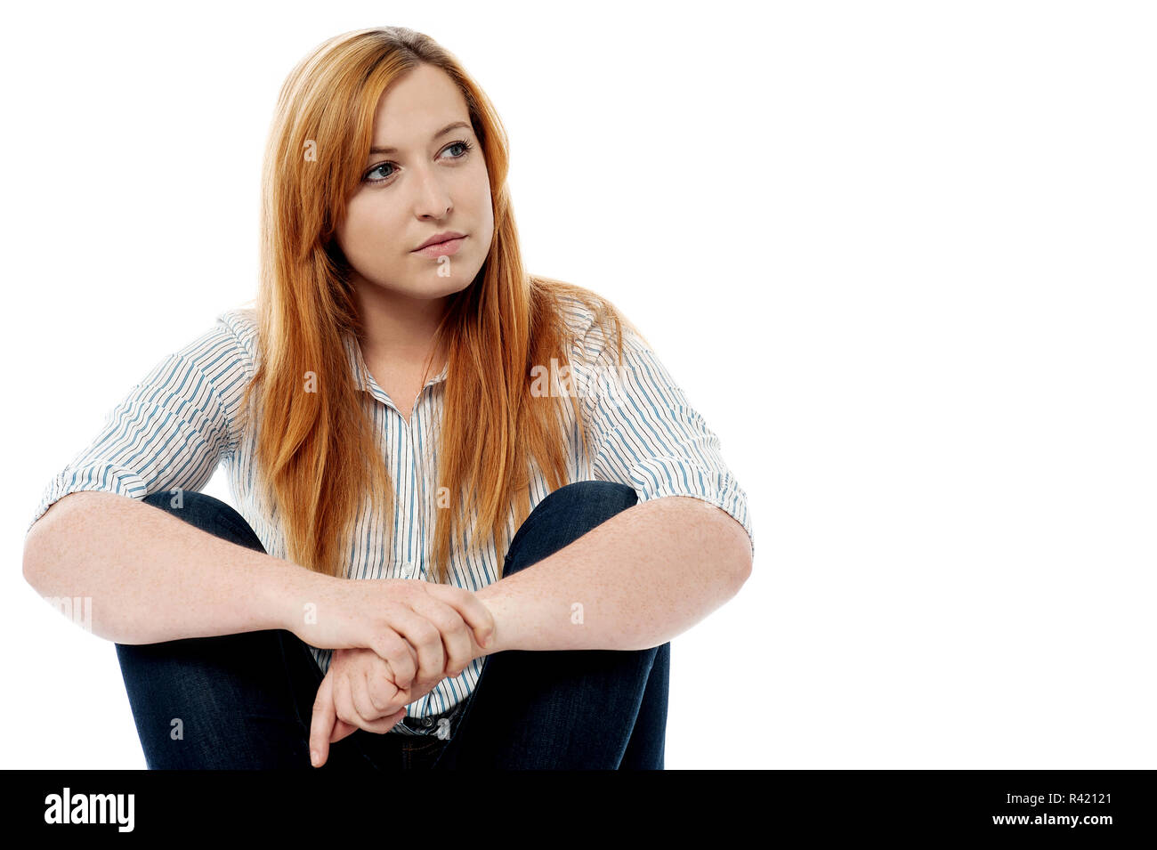 Serious lady thinking something hi-res stock photography and images - Alamy
