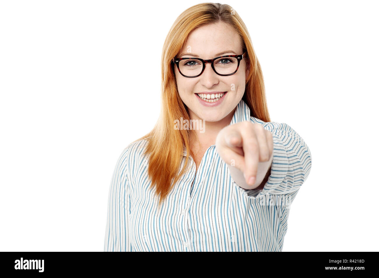 Attractive lady pointing you out Stock Photo - Alamy