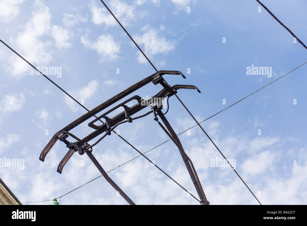 Electrified electric electricity overhead lines line hi-res stock ...