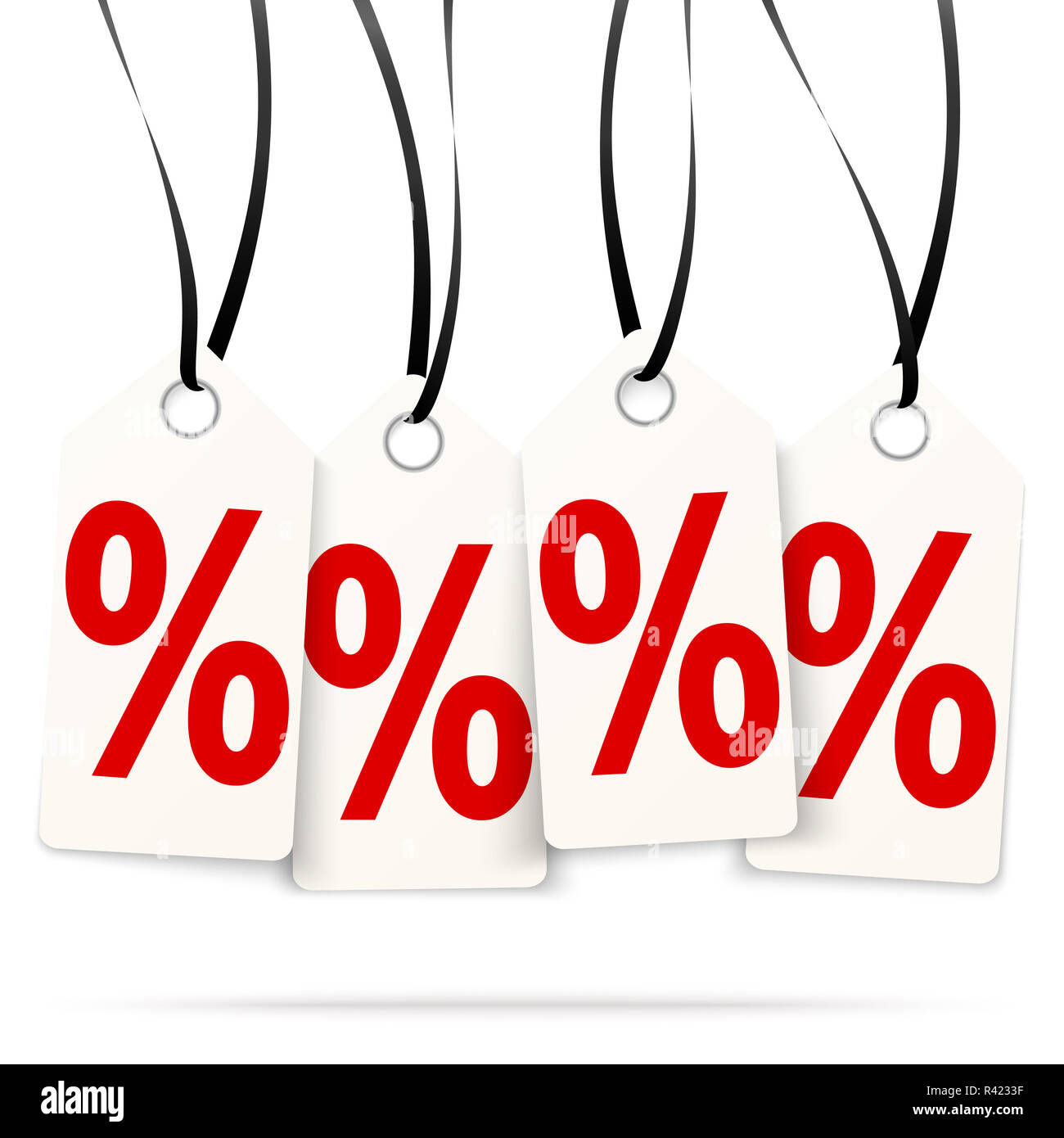 four hangtags with% signs Stock Photo - Alamy