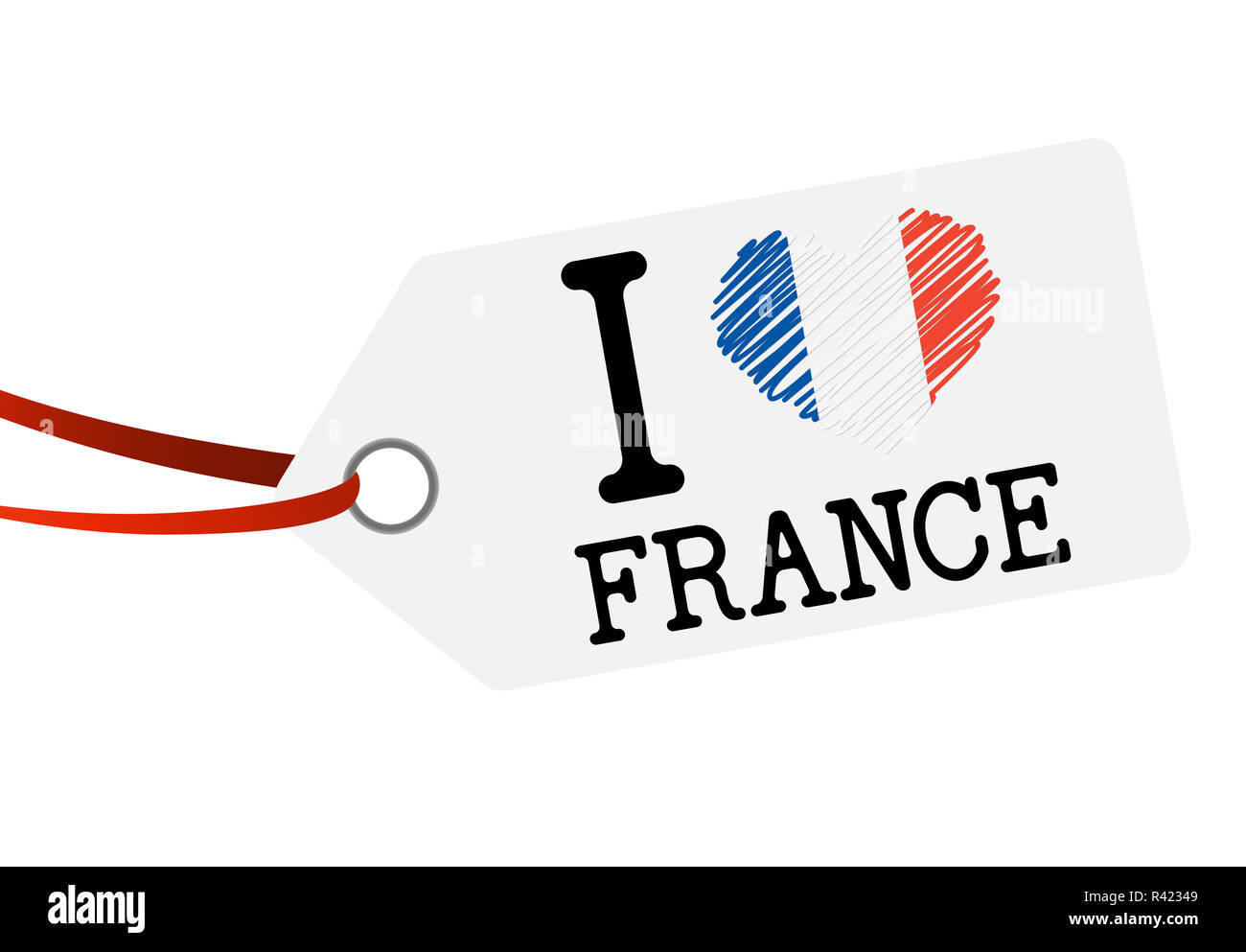 hang tag with text i love france Stock Photo - Alamy
