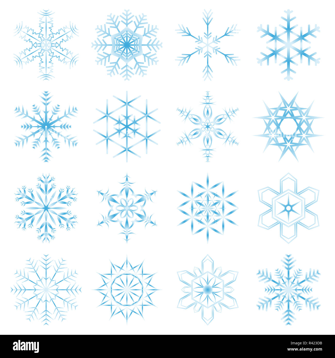 collection of blue snowflakes Stock Photo - Alamy