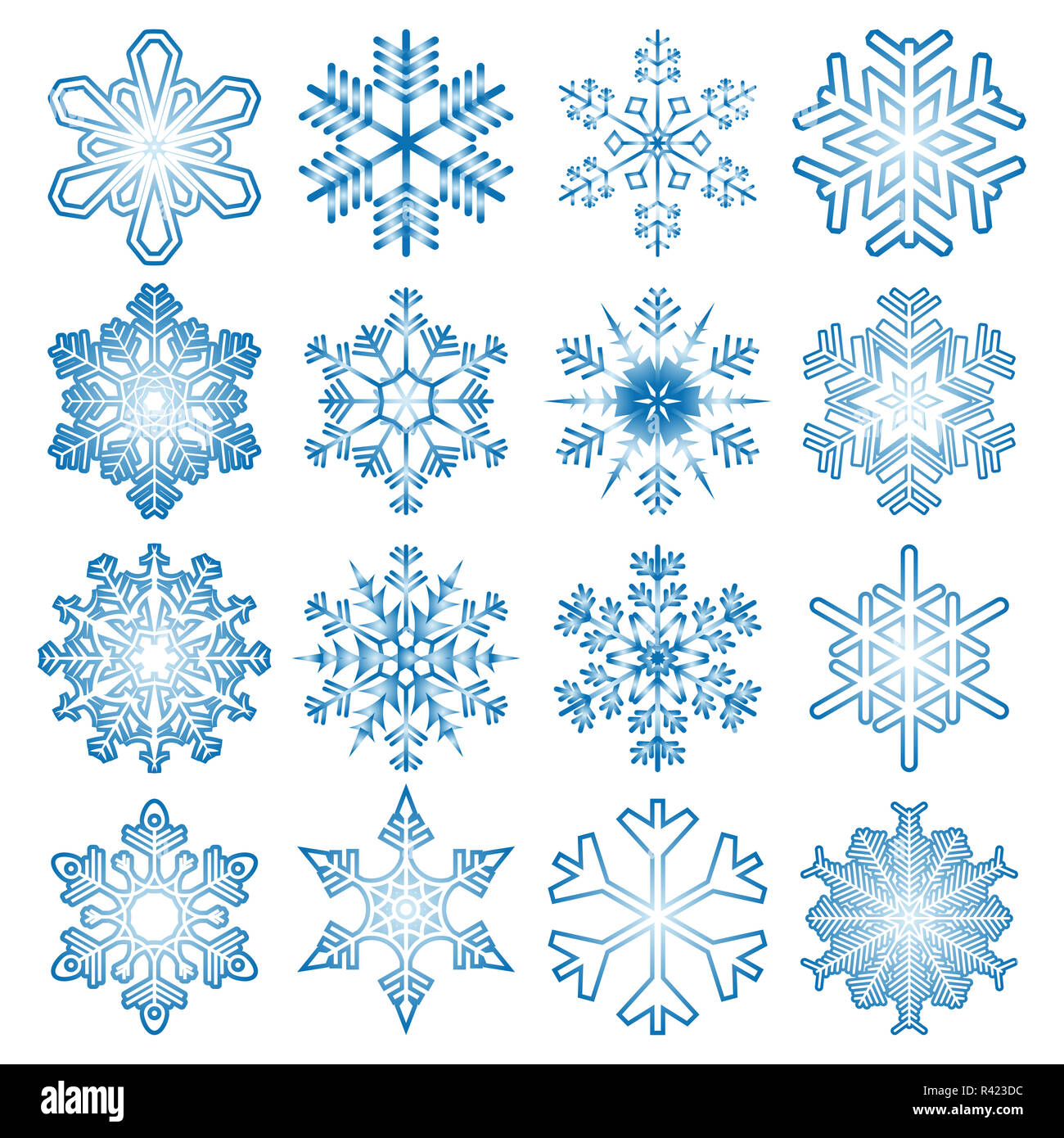 collection of blue snowflakes Stock Photo - Alamy