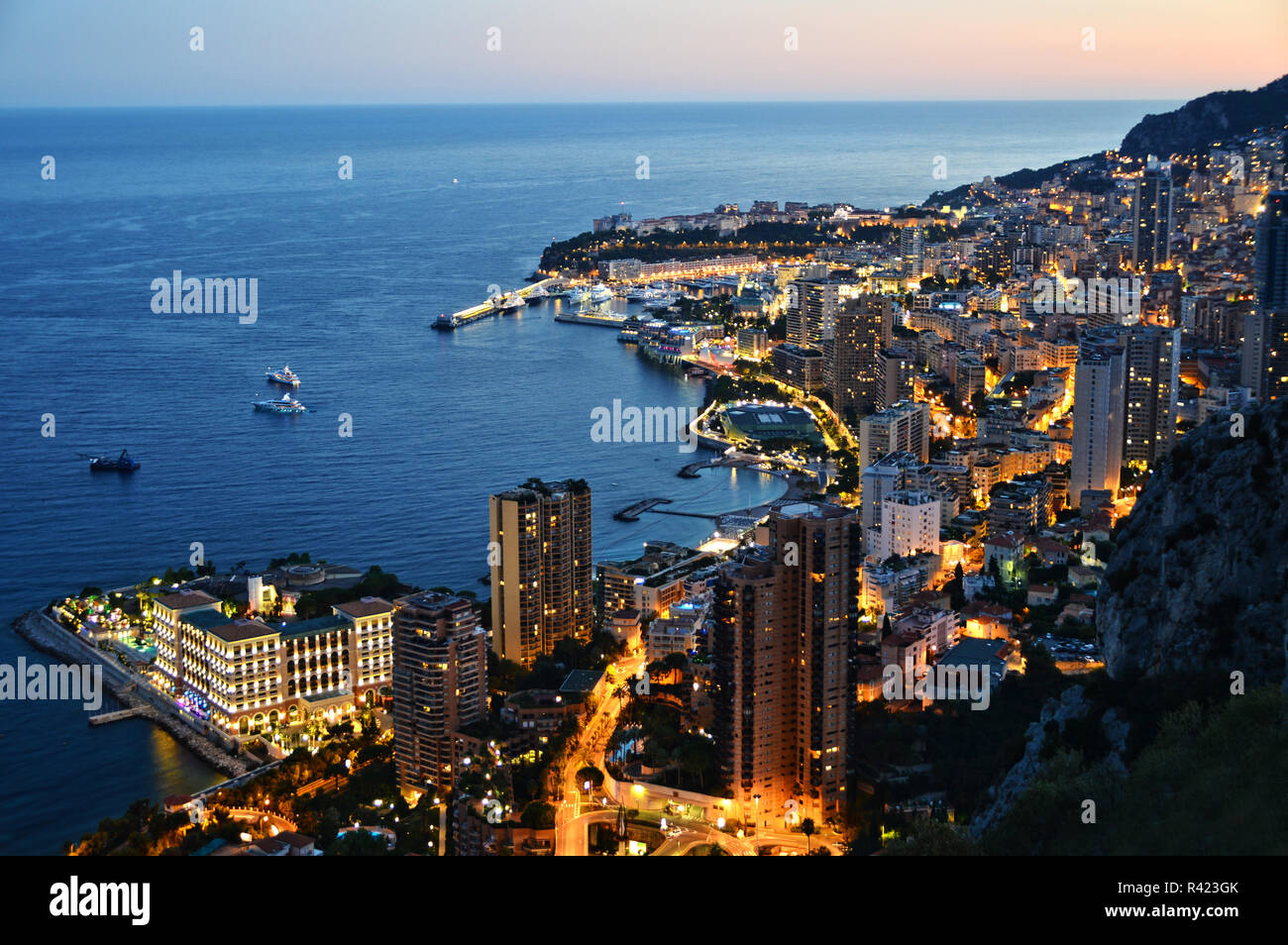 View of the city of Monaco by night. French Riviera Stock Photo - Alamy