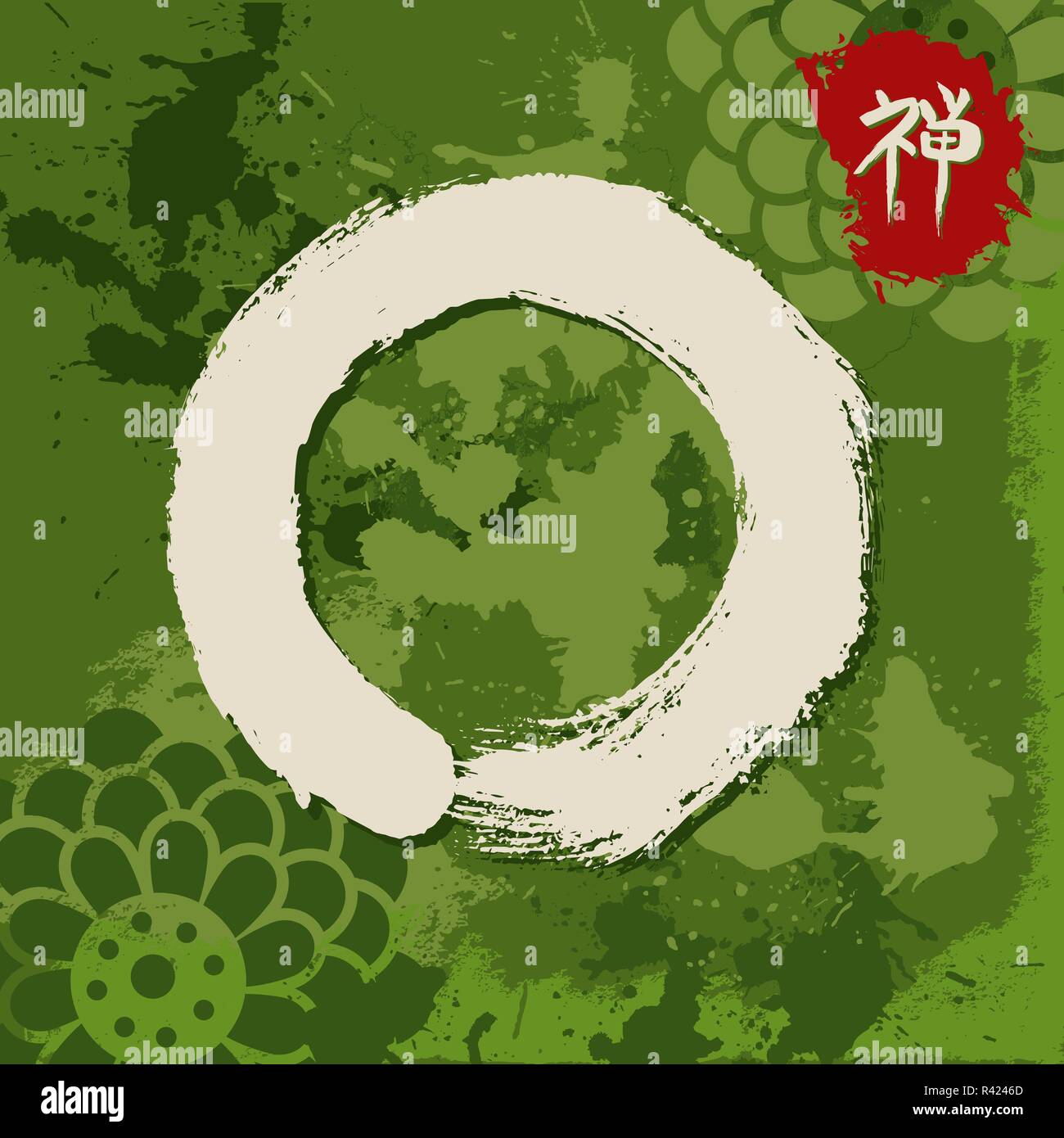 Green zen circle illustration traditional enso Stock Photo - Alamy