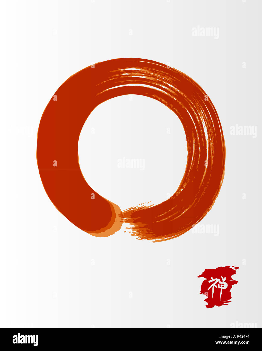 Red zen circle illustration traditional enso Stock Photo - Alamy