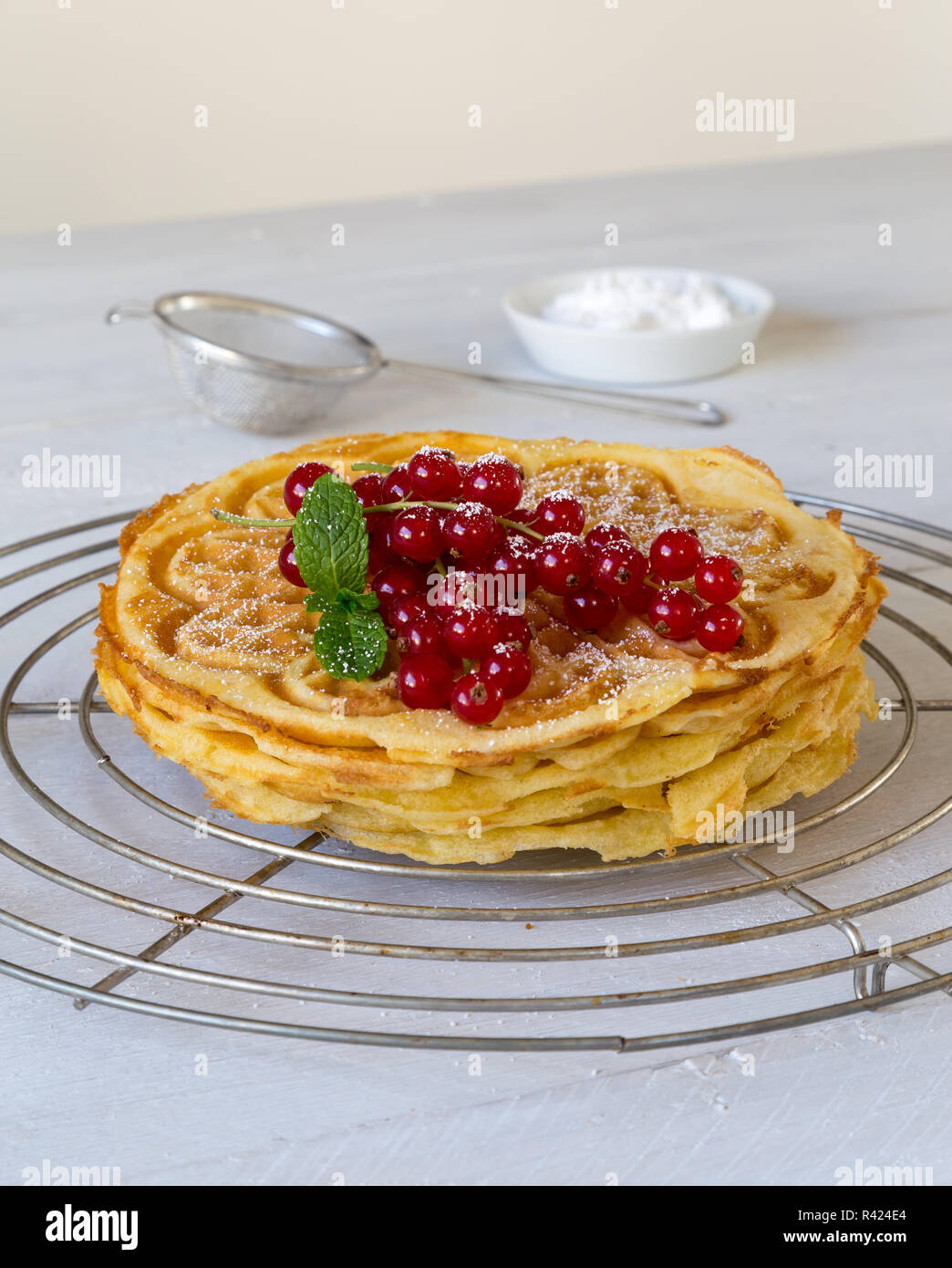 stacked homemade waffles Stock Photo - Alamy