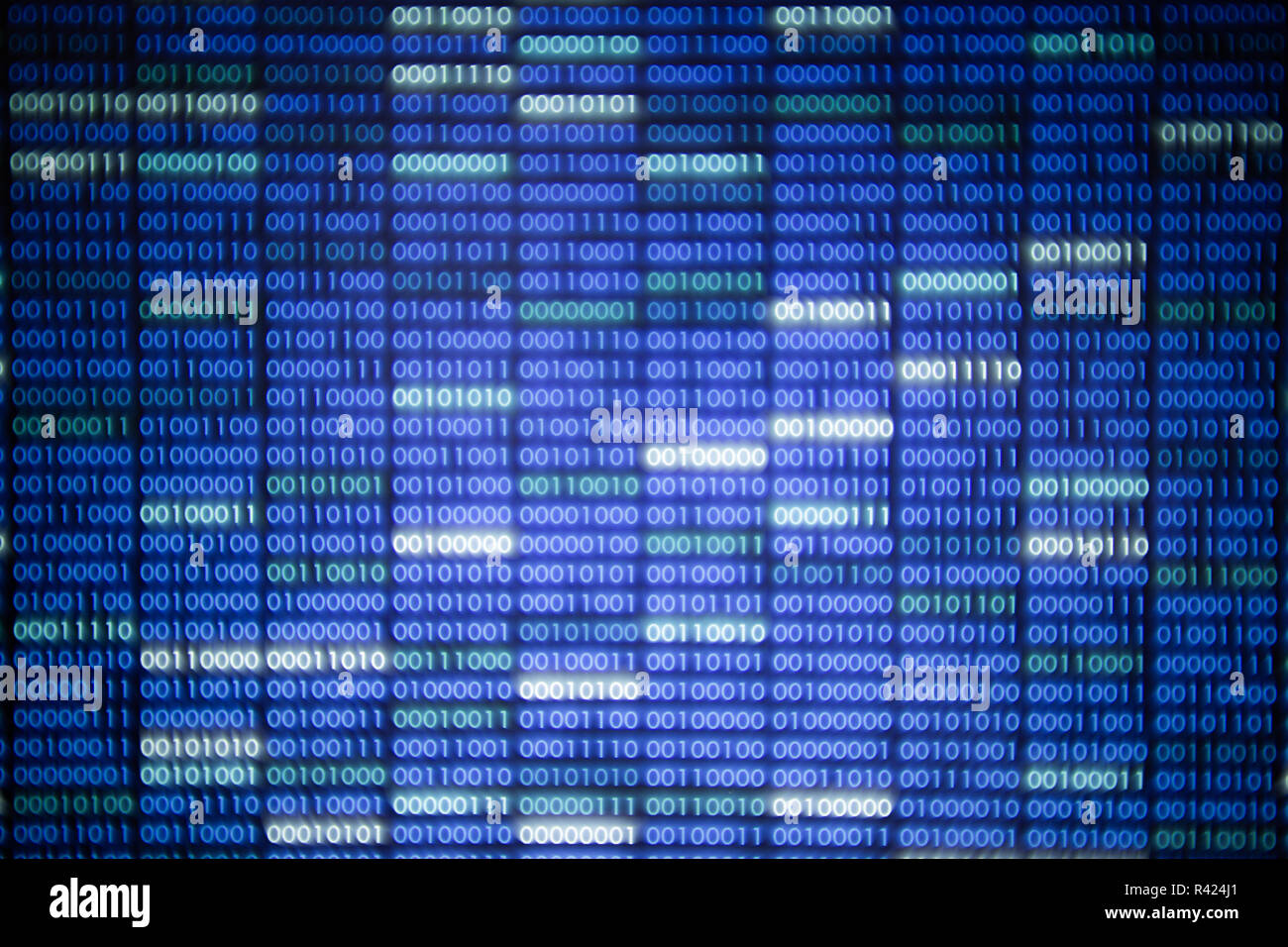 Blockchain Data Glowing Blue And White Binary Data Code Background For Internet And Cyberspace