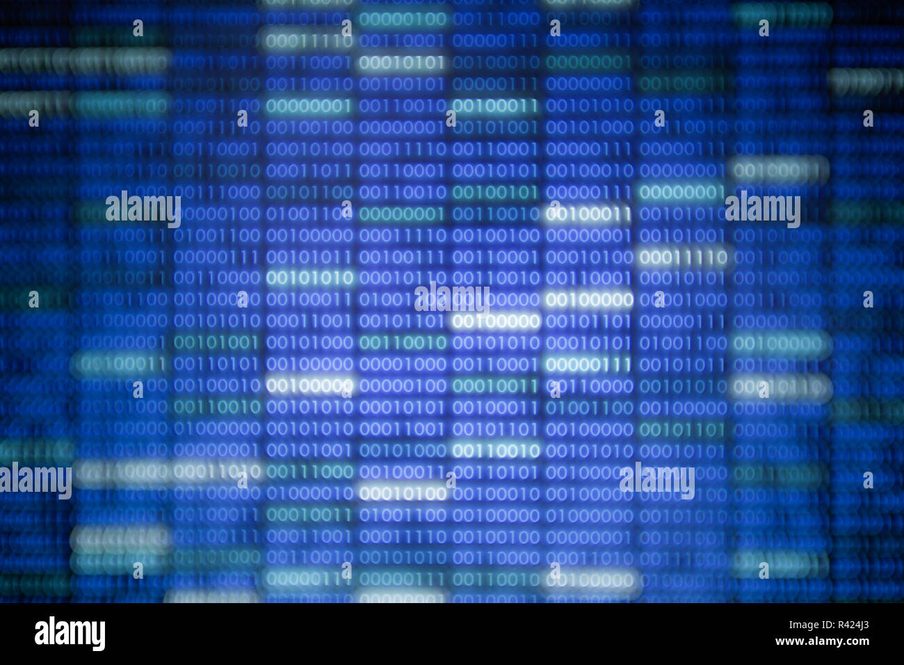 blockchain data. glowing Blue and white binary data code background for ...