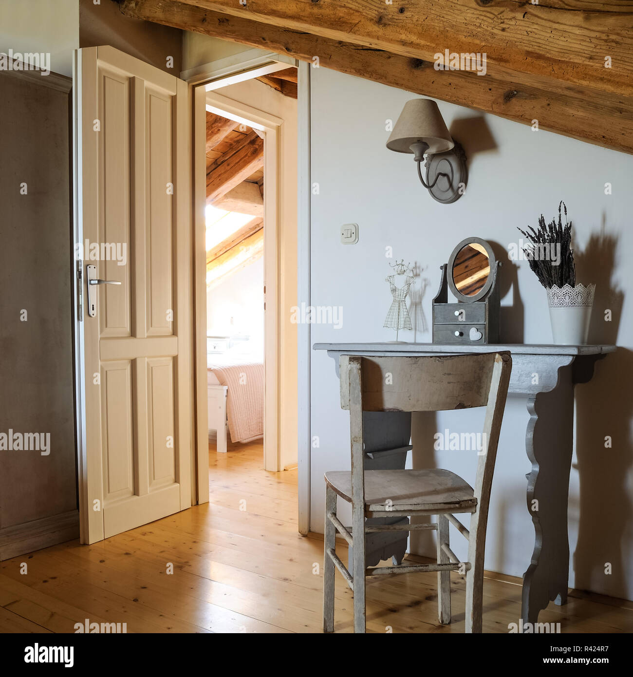 old room with desk and armchair Stock Photo - Alamy