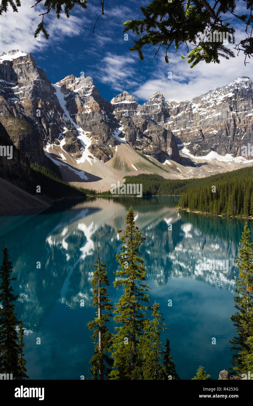 A Look Through The Trees At Moraine Lake Stock Photo - Alamy