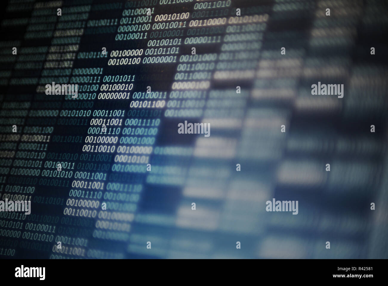 Block Of Binary Data Code Defocus Foreground And Focus In The Background Digital Led Computer