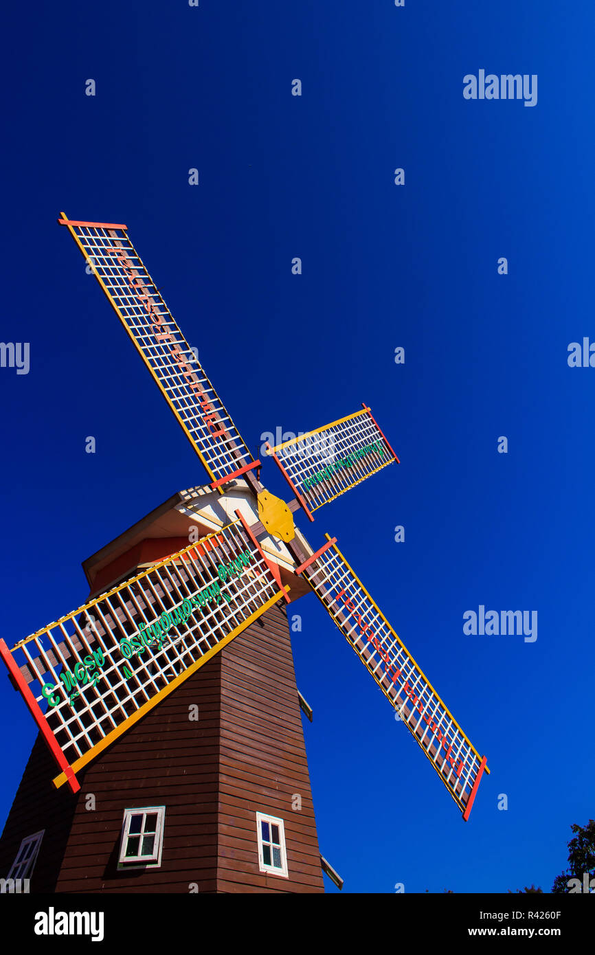 Wind turbine in flower festival Stock Photo - Alamy