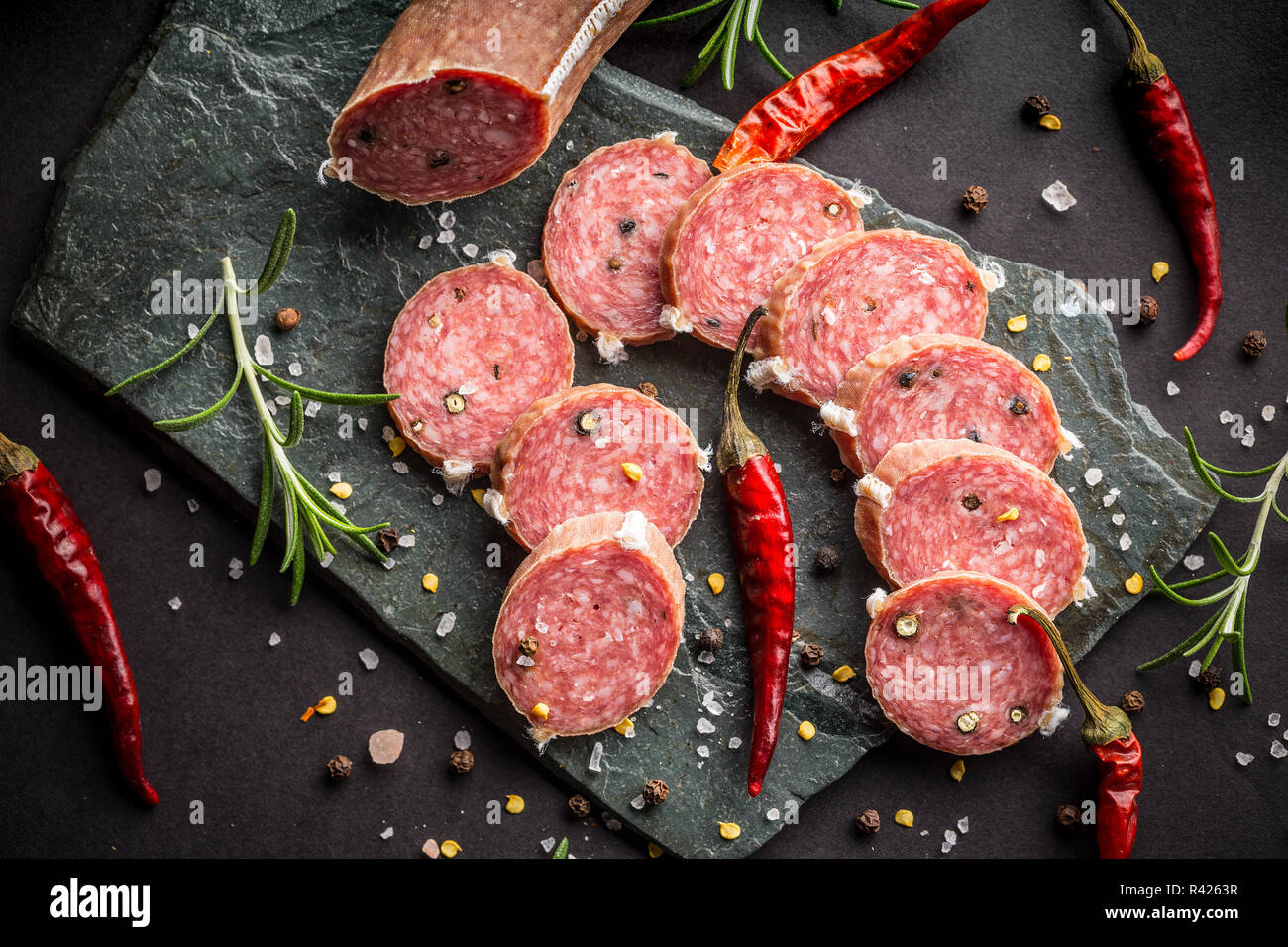 French salami black pepper hi-res stock photography and images - Alamy