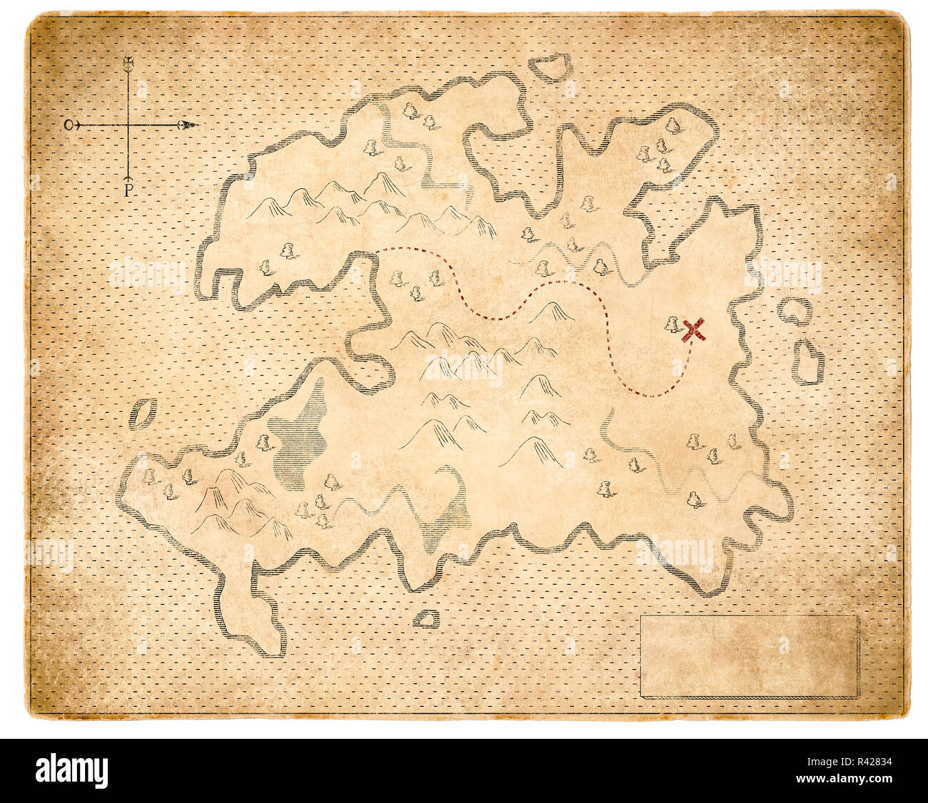 Old medieval treasure pirates' map page Stock Photo - Alamy