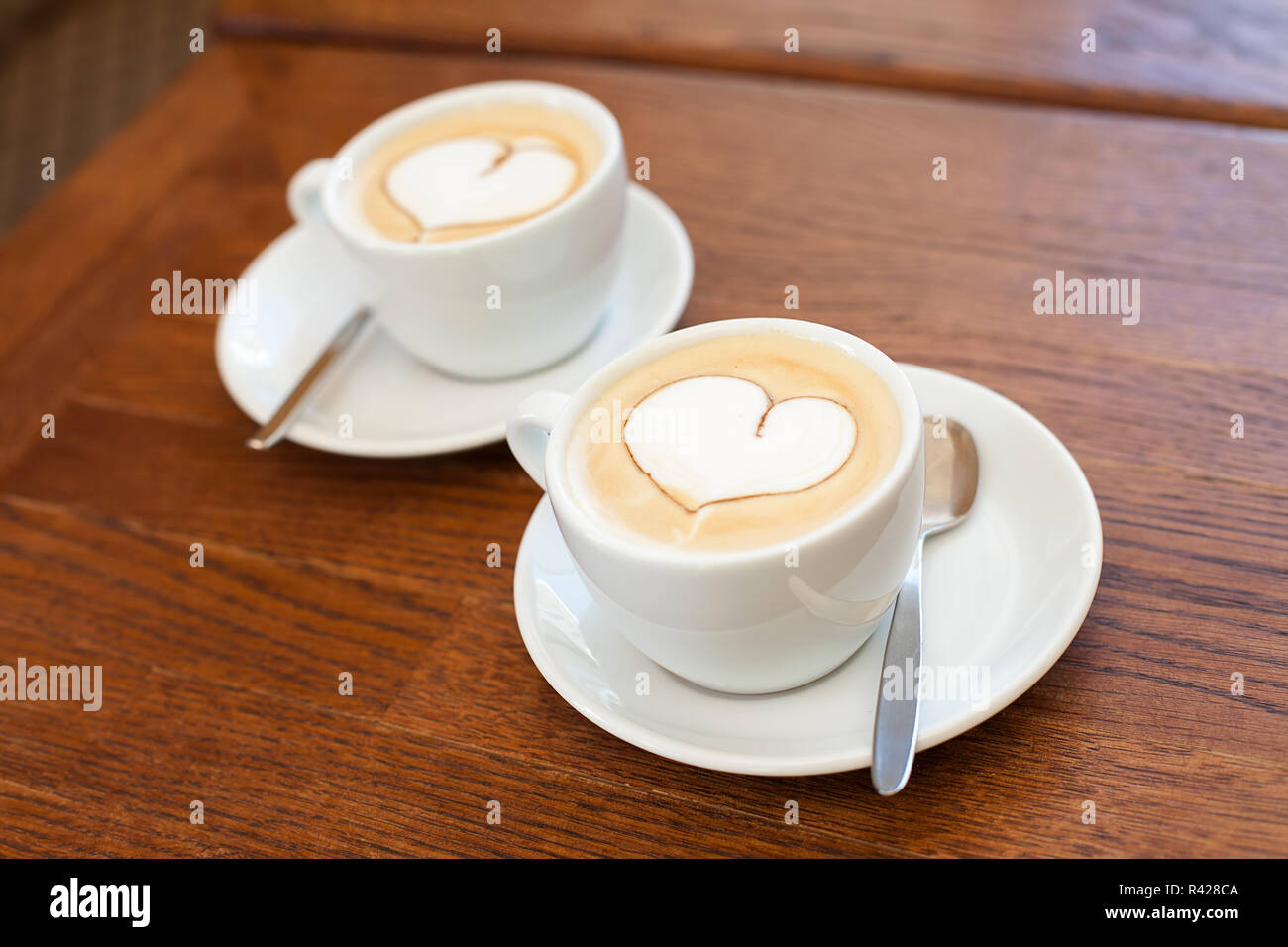 Coffee with hearts Stock Photo - Alamy