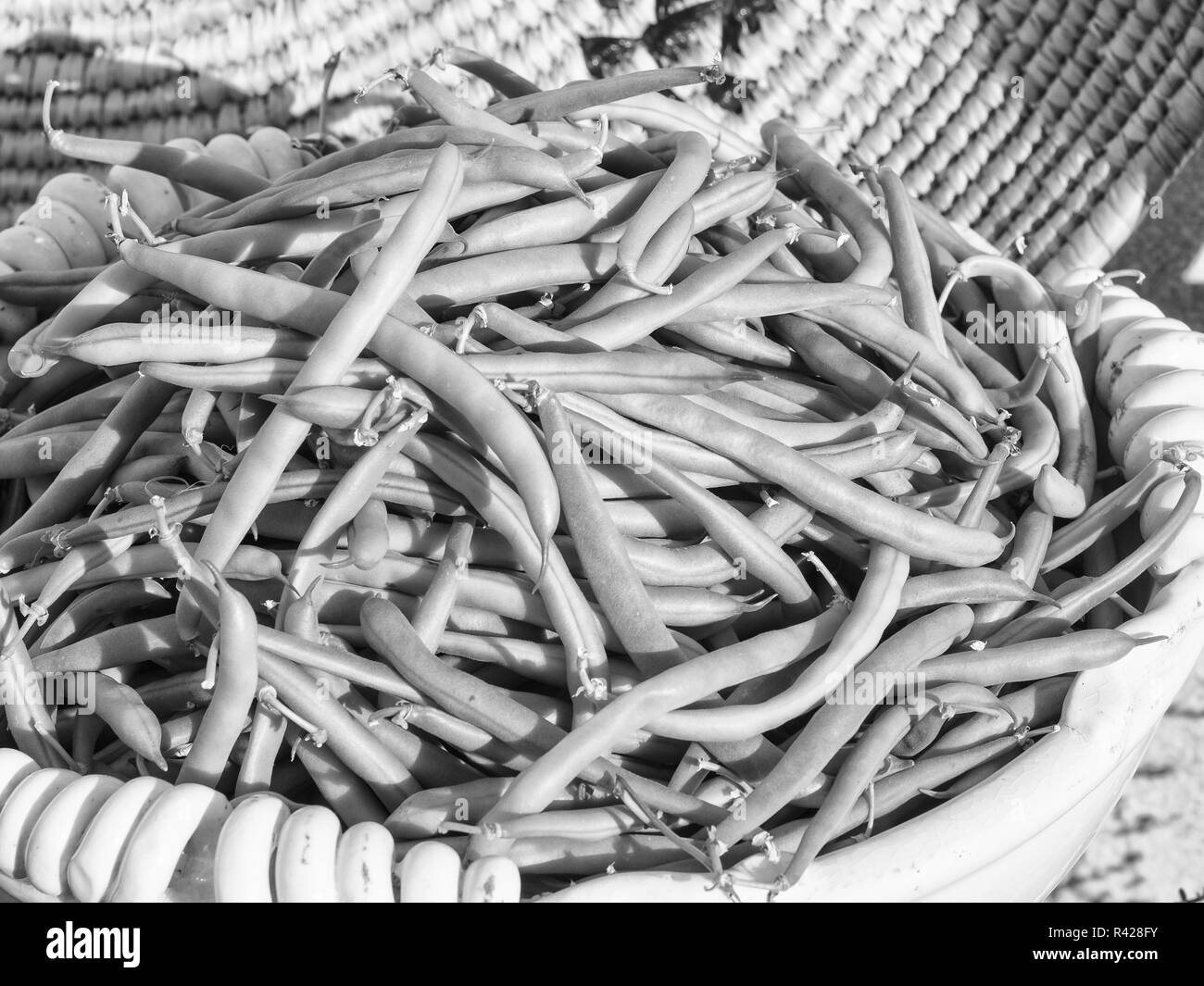 Green beans healthy food Black and White Stock Photos & Images - Alamy