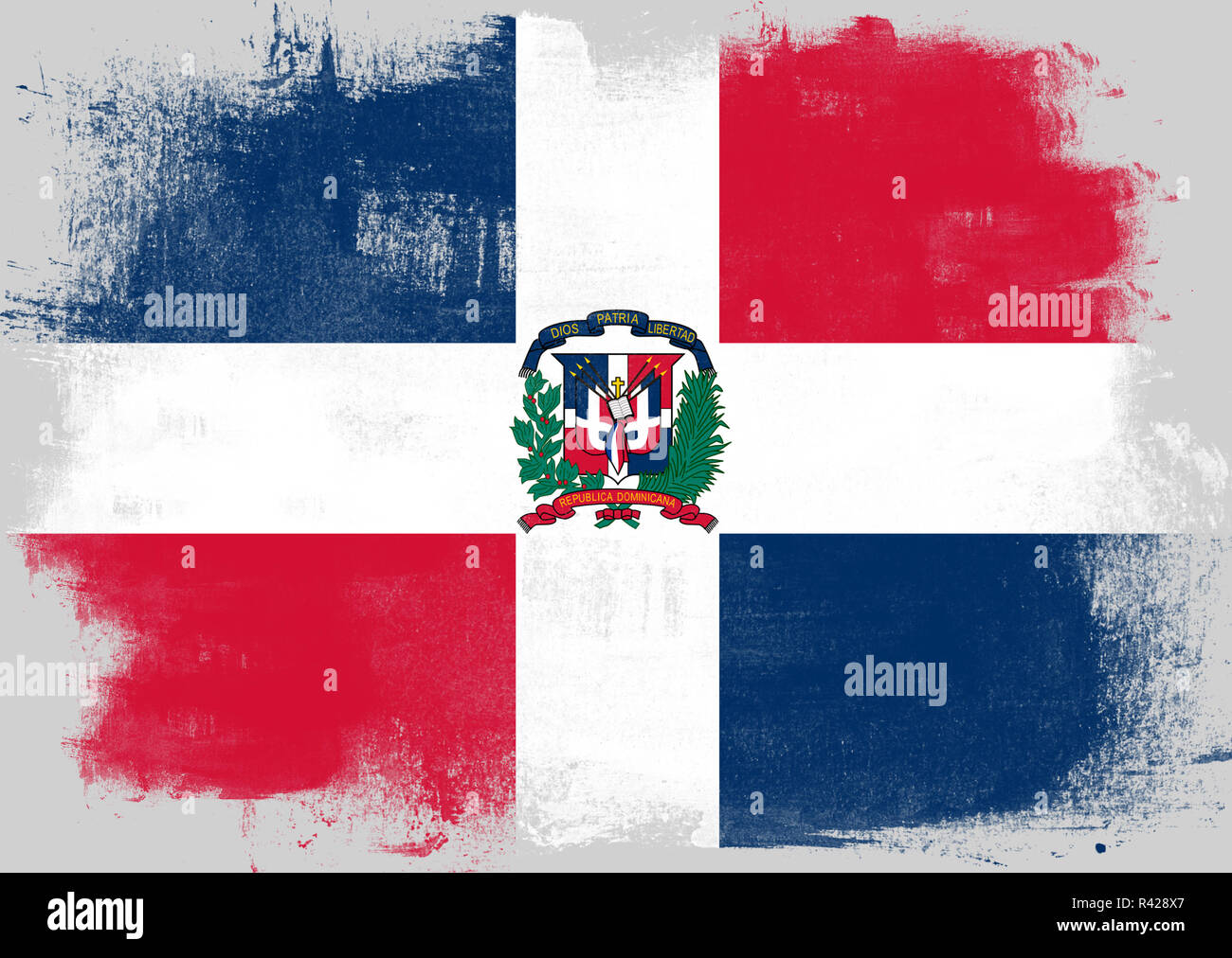 Flag of Dominican Republic painted with brush Stock Photo - Alamy