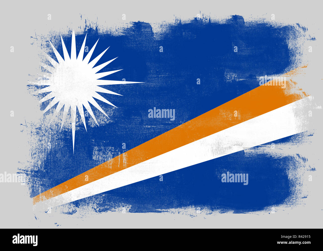 Flag of Marshall Islands painted with brush Stock Photo - Alamy