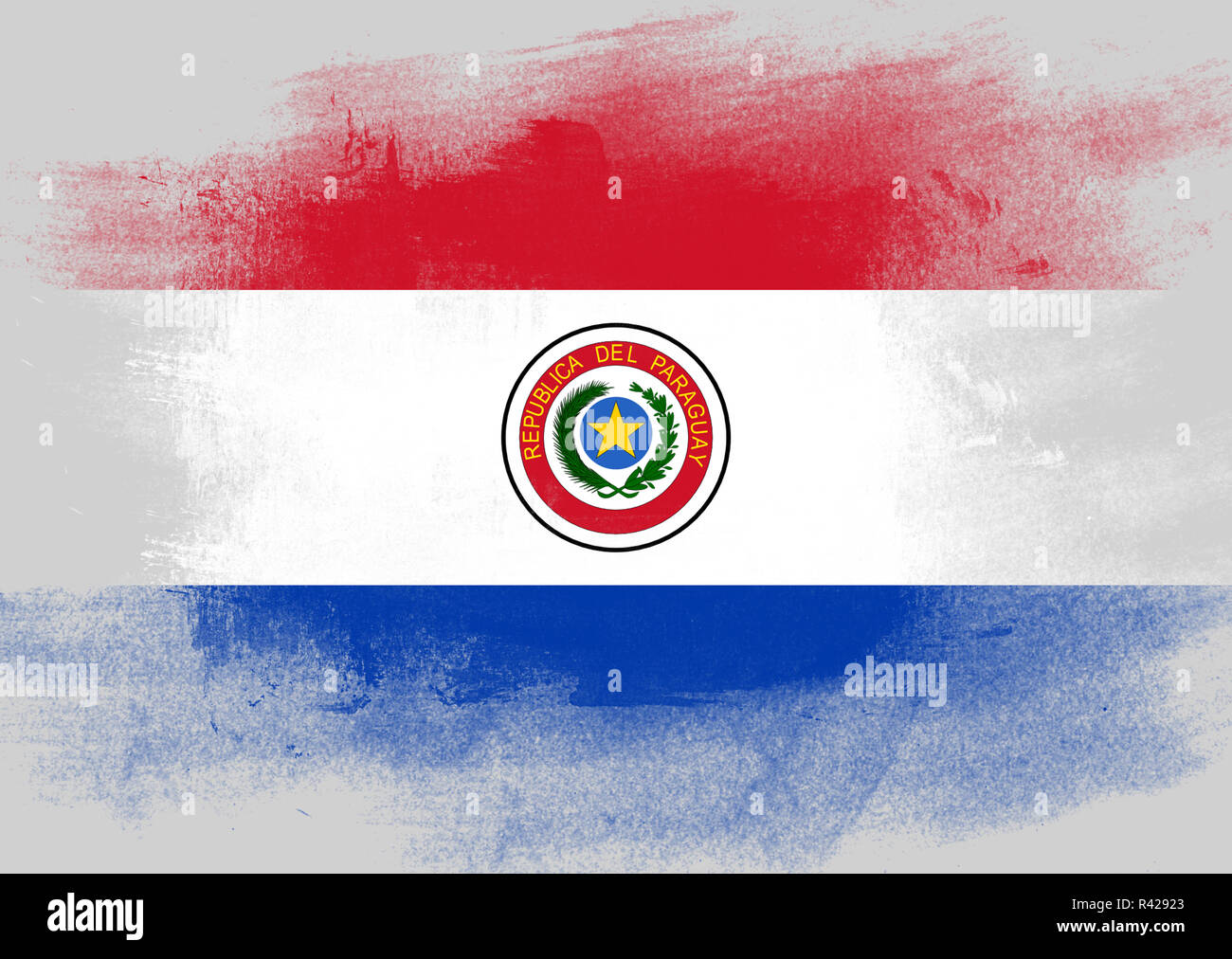 Flag of Paraguay painted with brush Stock Photo - Alamy