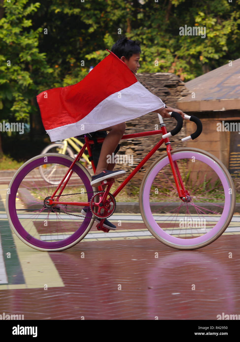 Boy riding bicycle wind hi-res stock photography and images - Alamy