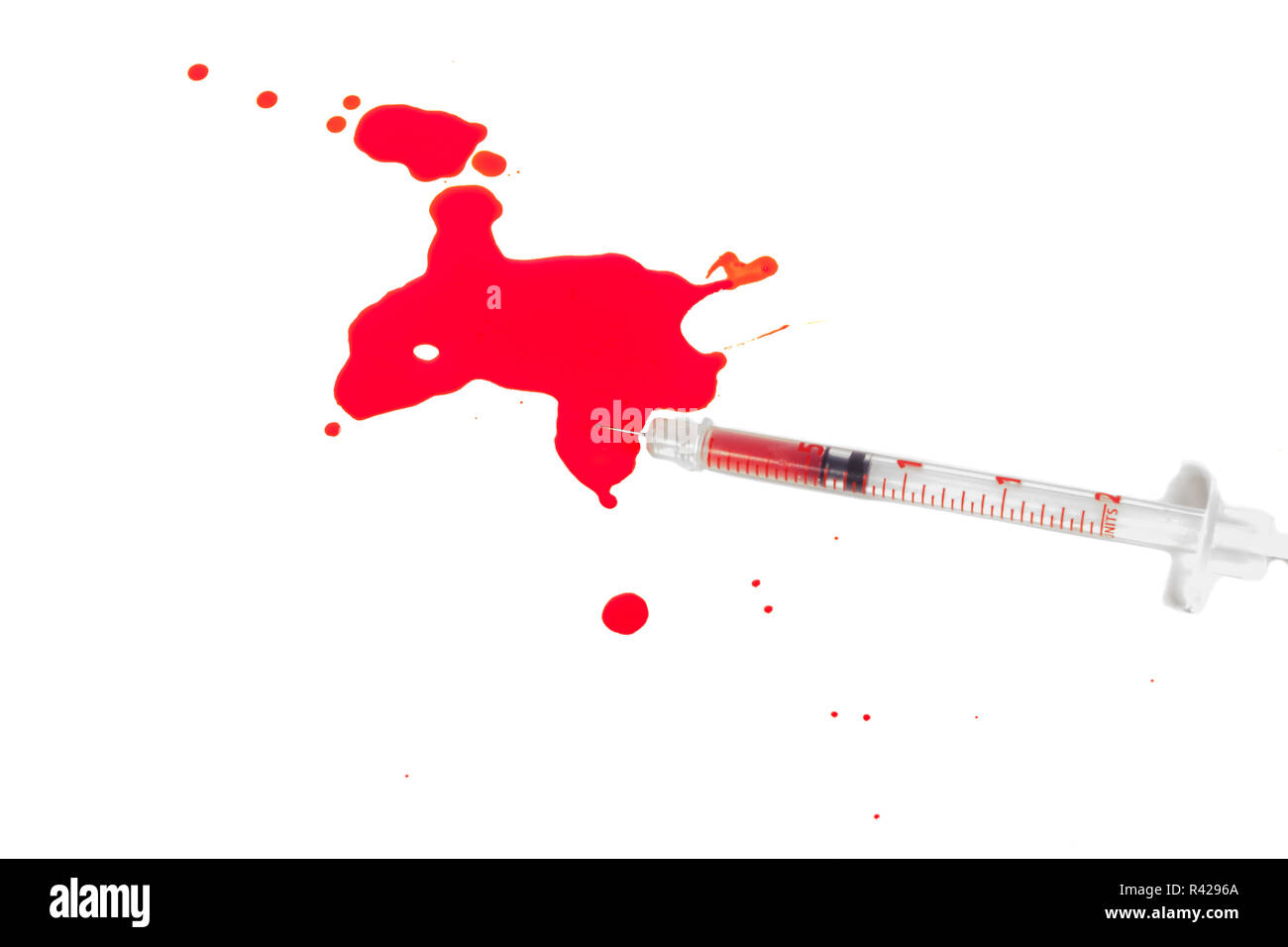 syringe with needle and blood stain Stock Photo - Alamy