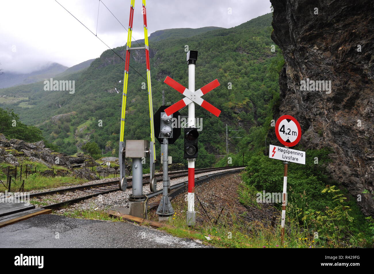 level crossing flam railway norway Stock Photo - Alamy