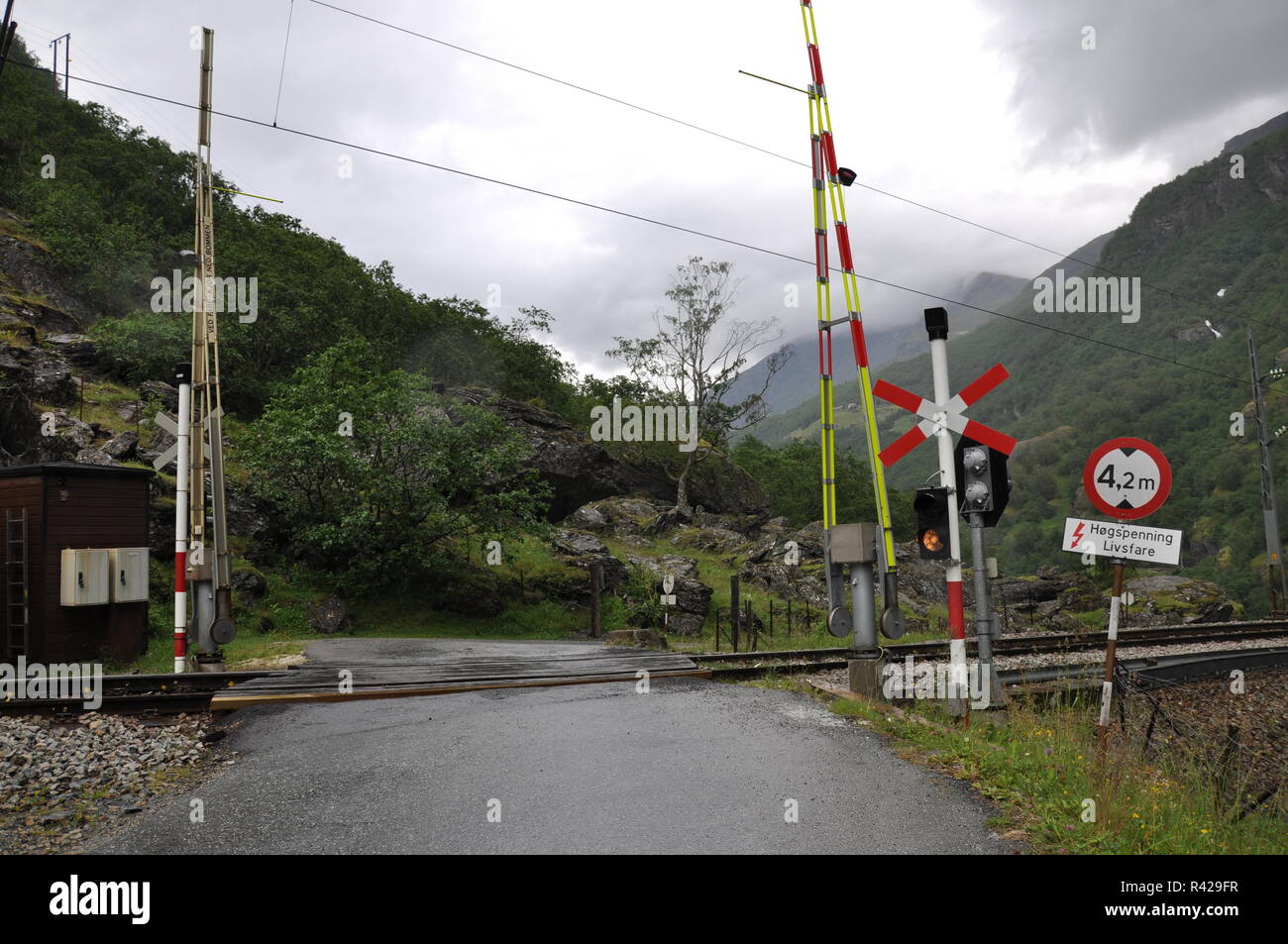 level crossing flam railway norway Stock Photo - Alamy